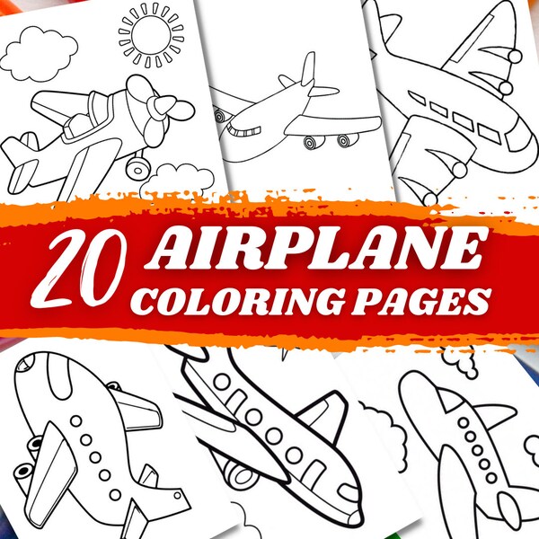 Airplane Printable Coloring - Etsy