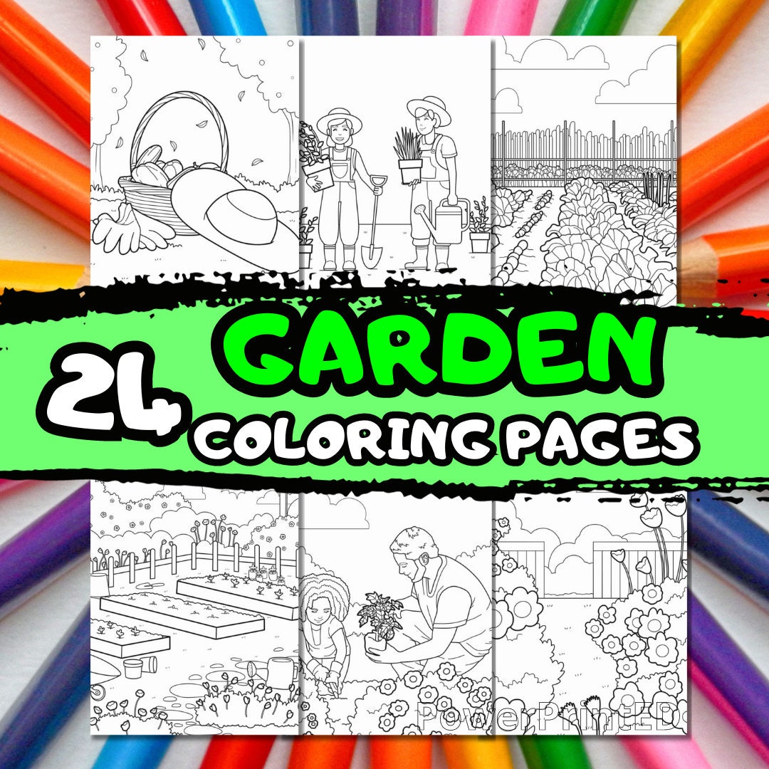24 GARDEN Coloring Pages/ Garden Flowers/ Vegetable Garden Coloring ...