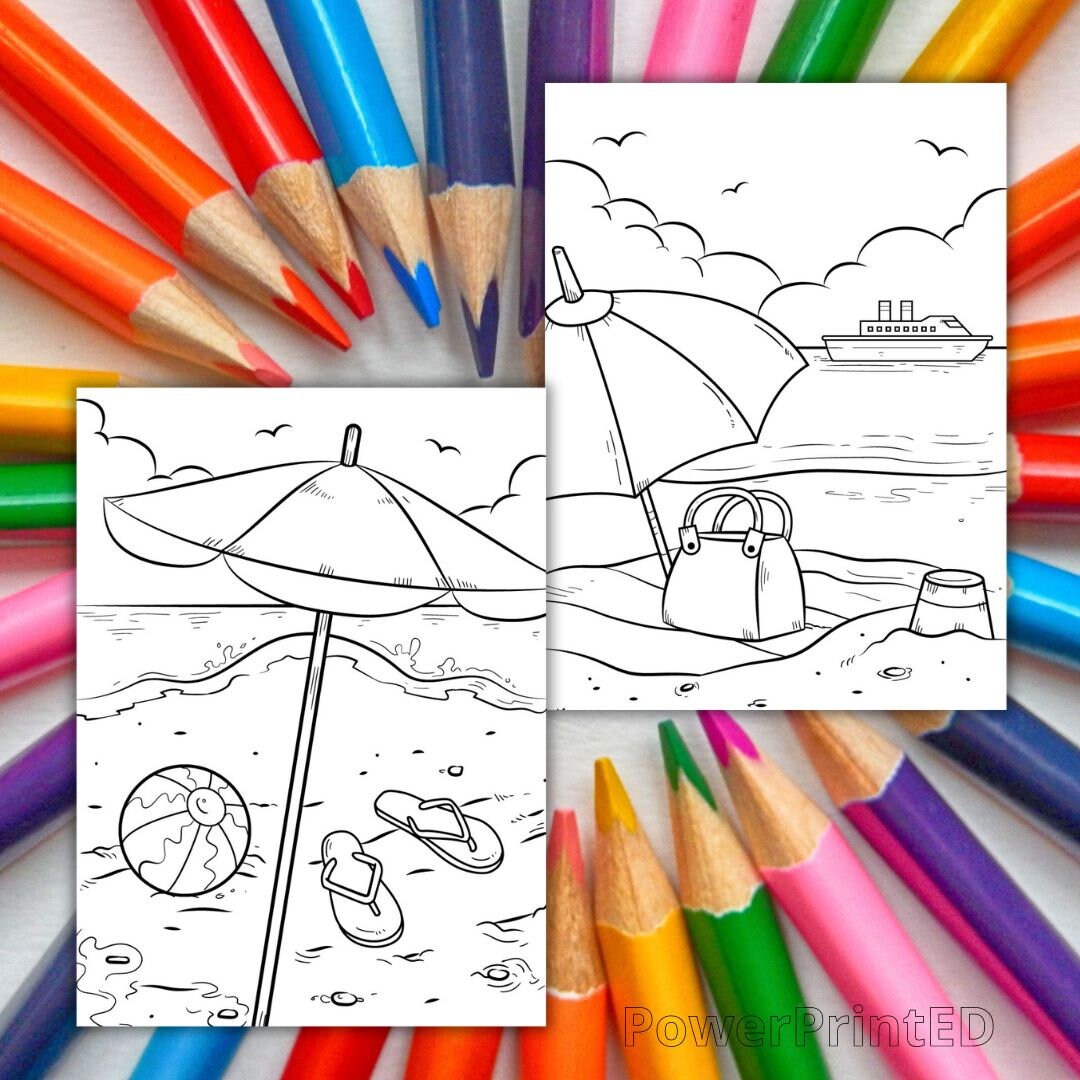 25 BEACH Coloring Pages / Summer Coloring Pages / Kid Coloring Pages ...