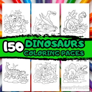 150 DINOSAUR Coloring Pages/ Cute Dinosaur/ Kid Coloring Pages ...