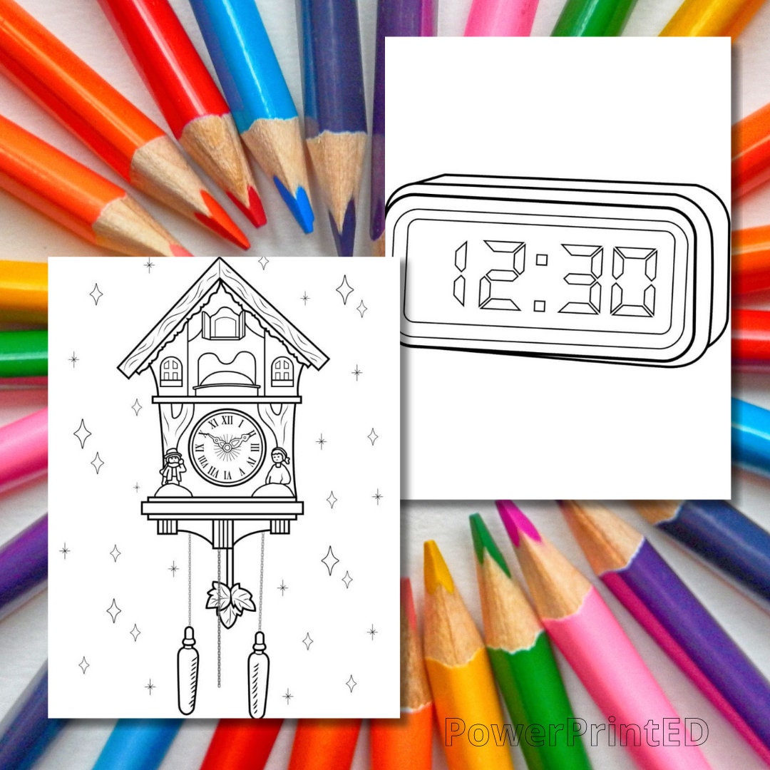 20 CLOCK Coloring Pages/ Kid Coloring Pages/ Printable Coloring Pages ...