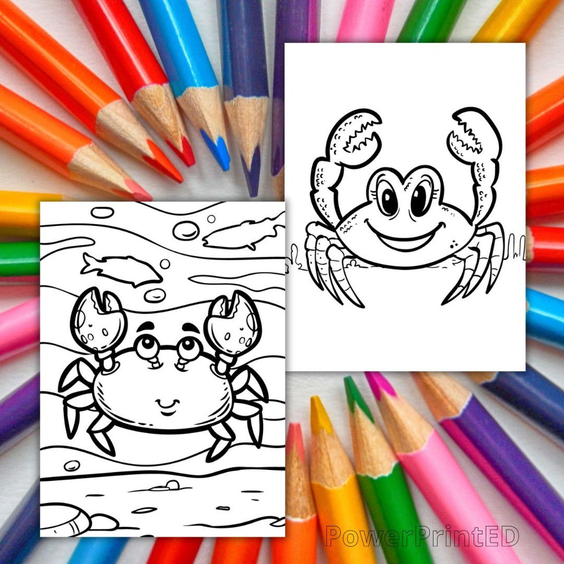 15 CRAB Coloring Pages/ Coloring Pages for Kids / Summer Coloring Page ...