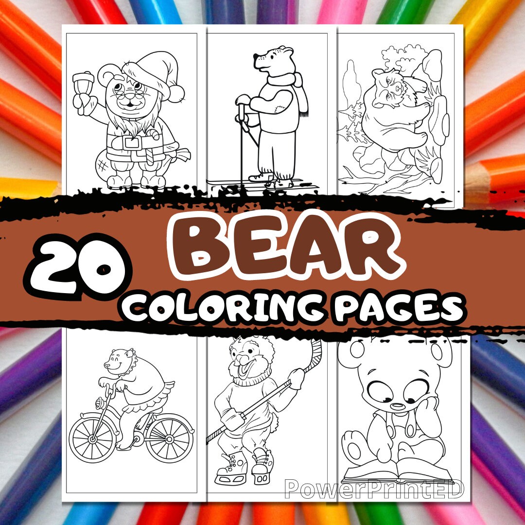 20 BEAR Coloring Pages/preschool Printable Worksheets/ Printable ...
