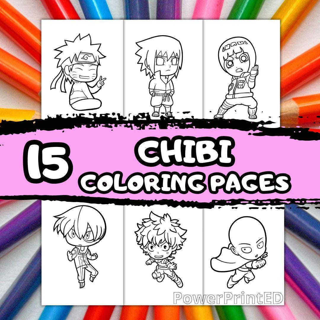 15 CHIBI Coloring Pages/ Kawaii Coloring Pages/kid Coloring Page ...