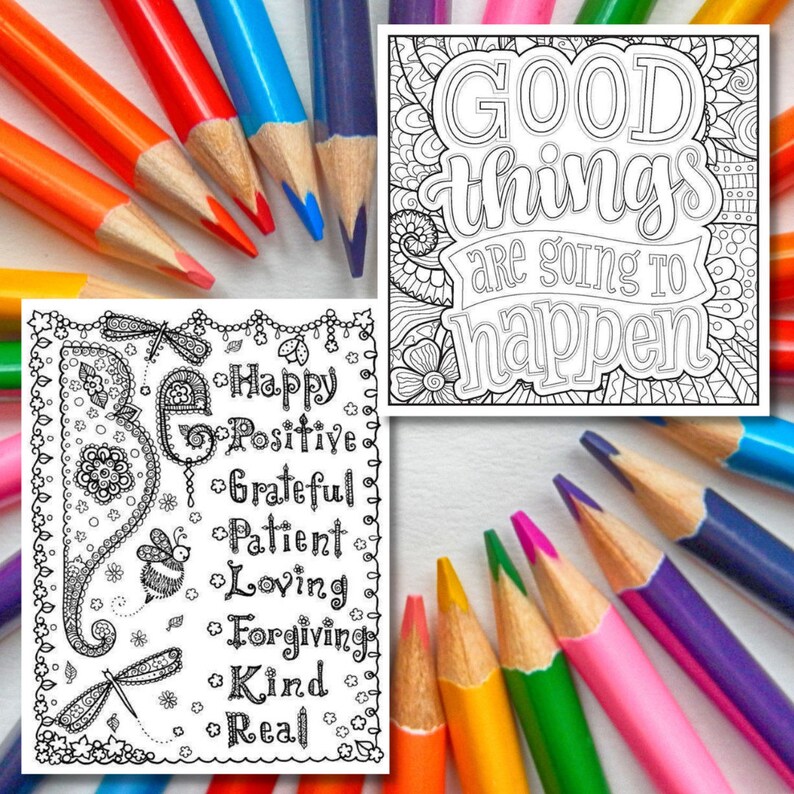 20 Coloring Quotes/ Phrases Coloring Pages /adult Coloring - Etsy Australia