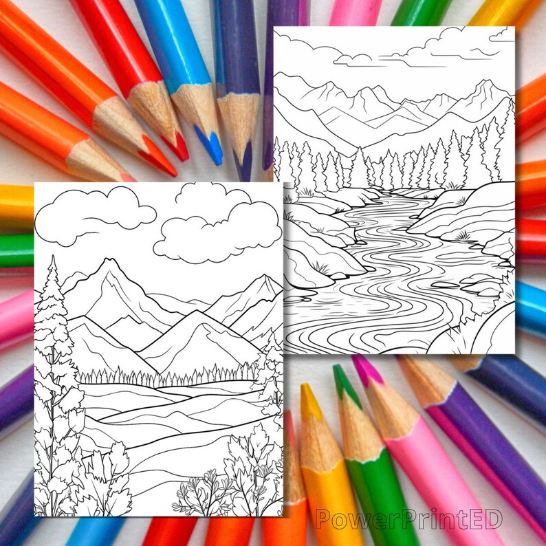 15 LANDSCAPE Coloring Pages/ Kid Coloring Pages/printable Coloring ...