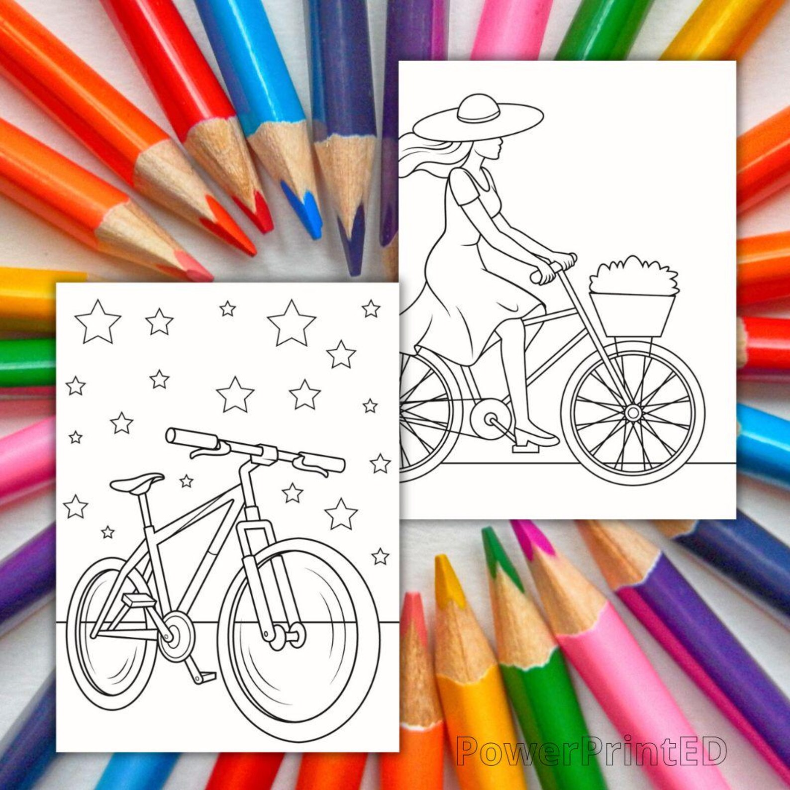 15 BICYCLES Coloring Pages/ Kid Coloring Pages/ Preschool Coloring ...