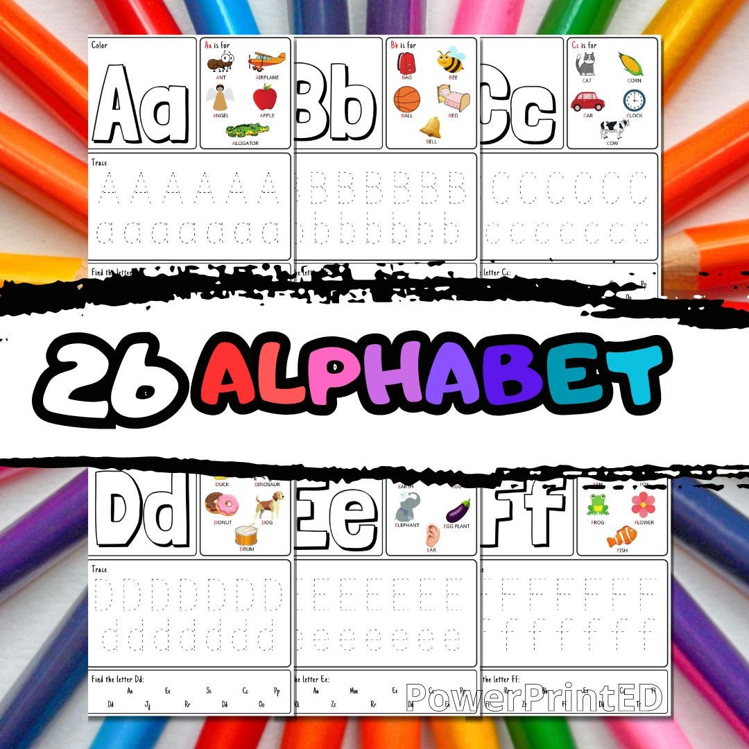 26 ALPHABET/ Printable Alphabet Coloring Worksheets for Kids ...