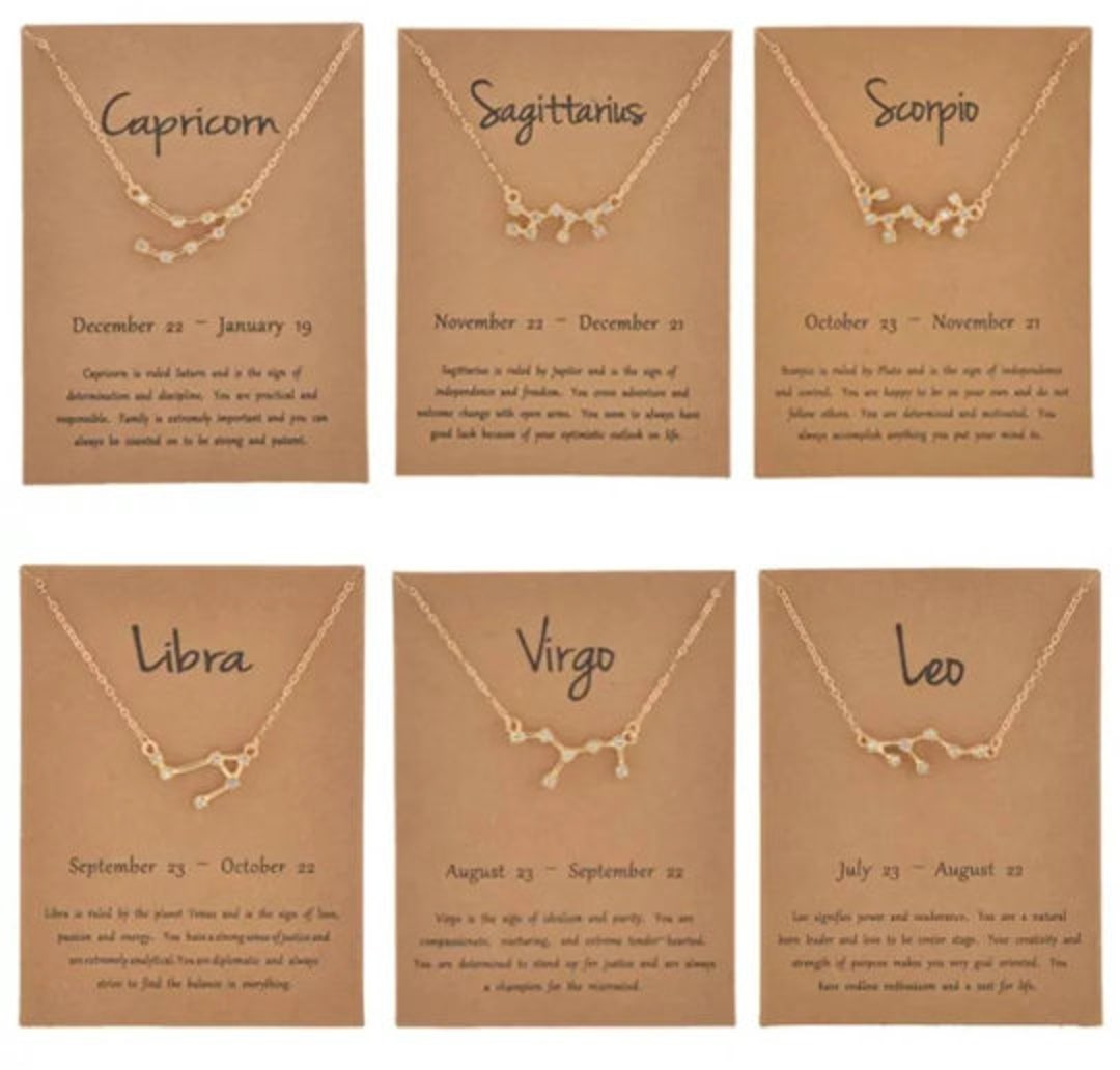 NECKLACES!! Zodiac Astrology Constellation Symbol Pendant Chain ...