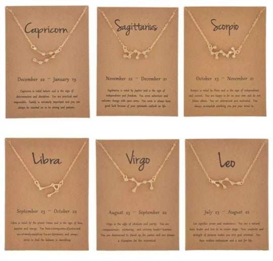NECKLACES!! Zodiac Astrology Constellation Symbol Pendant Chain ...