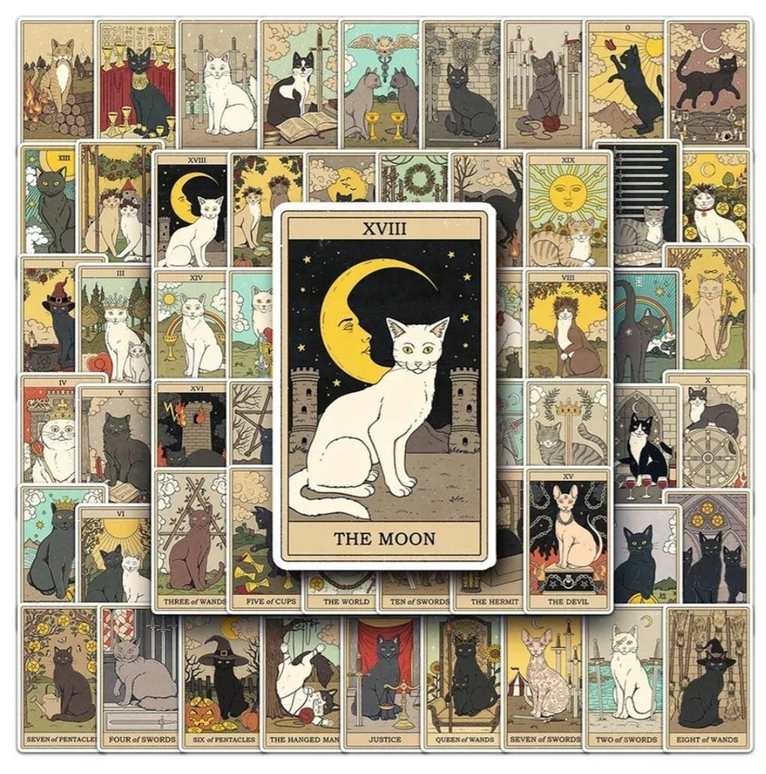 STICKERS!! 62 CAT TAROT Stickers (includes Some Zodiacs)(vinyl Coated ...