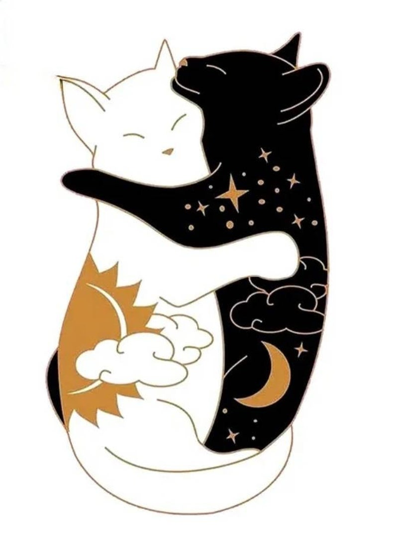 BUMPER STICKER Yinyang Hugging Cats Vinyl Decal Sticker - Etsy