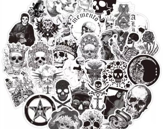STICKERS!! 50 Pack Skeletons & Skulls Stickers (vinyl Coated) - Etsy