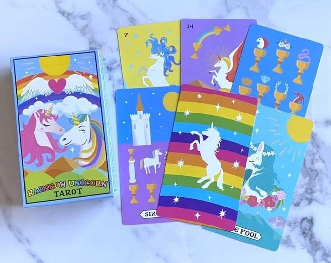CARD DECK!! Rainbow Unicorn Tarot Deck and Booklet Set (78 Cards ...