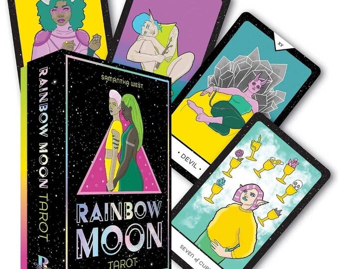 CARD DECK!! Rainbow Moon Tarot Deck and Guidebook Set (78 Cards & 144 ...