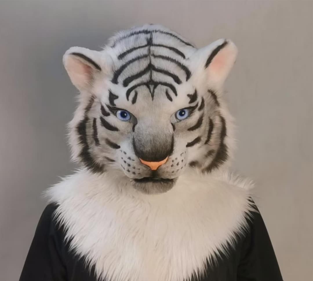 Fursuit White Tiger Realistic Head - Furry Big Cat Head - Leopards and ...