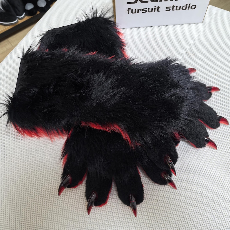 New Version 5 Fingers Fursuit Paws - Custom Furry Wolf Gloves - Cospaly ...