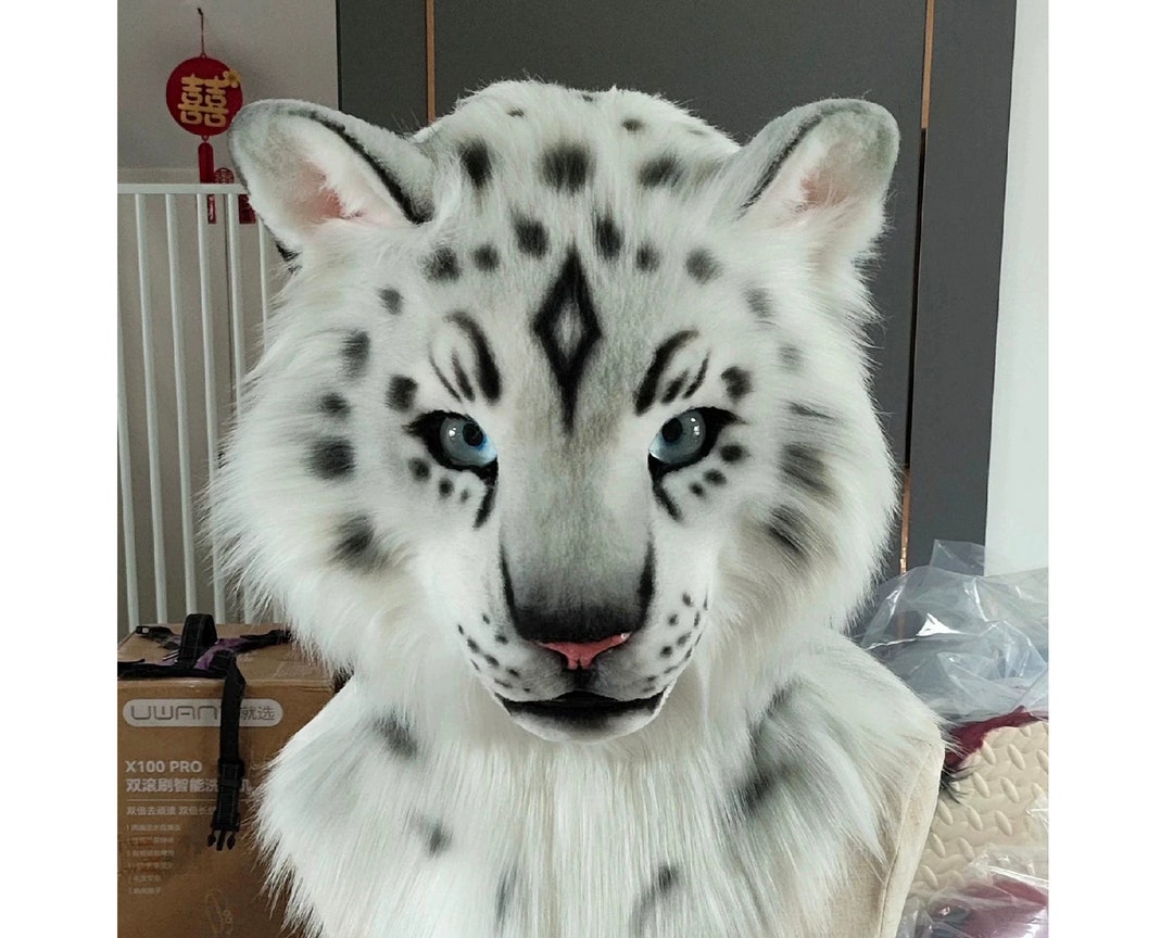 Fursuit Snow Leopard Realistic Head - Furry Big Cat Head - Leopards and ...
