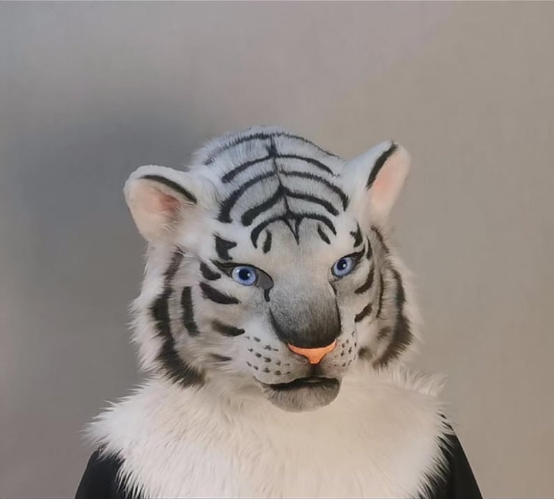 Fursuit White Tiger Realistic Head - Furry Big Cat Head - Leopards and ...