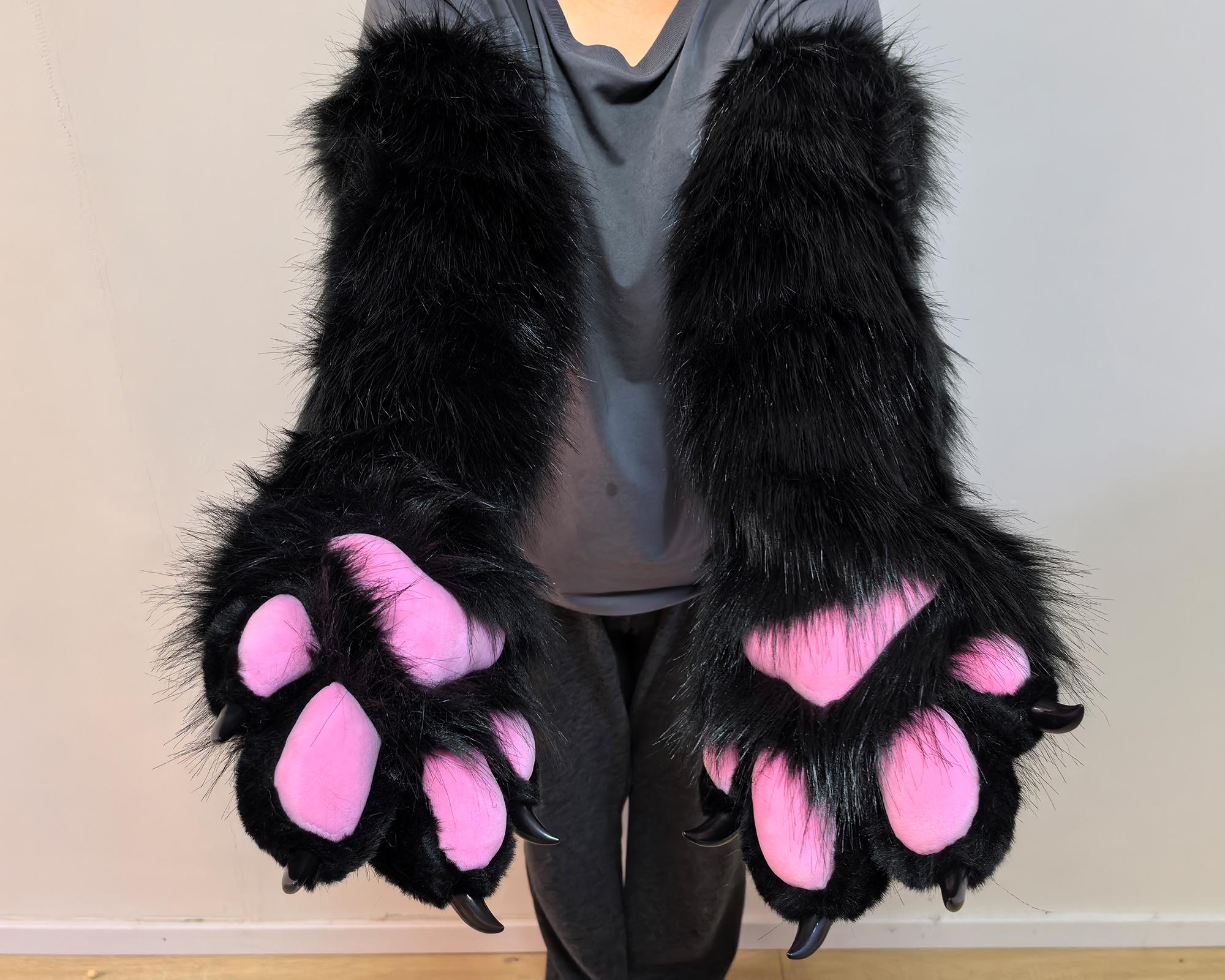 Fursuit Paws: Long Furry Arm Gloves, Animal Cosplay (65cm) - Etsy