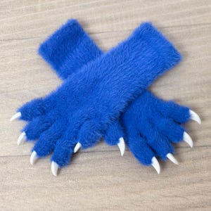 Blue Fursuit Paws: Wool Kigurumi Claws, Custom Colors - Etsy