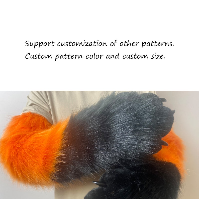 65cm Fursuit Paws: Long Furry Arm Gloves, Animal Cosplay - Etsy