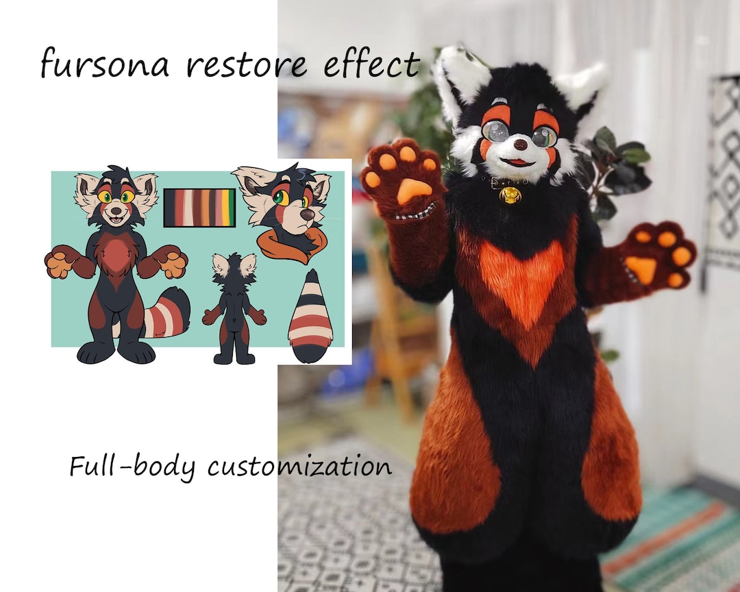 Fursuit Full-body Red Panda Customization Furry Paws Head Tail Shoes ...