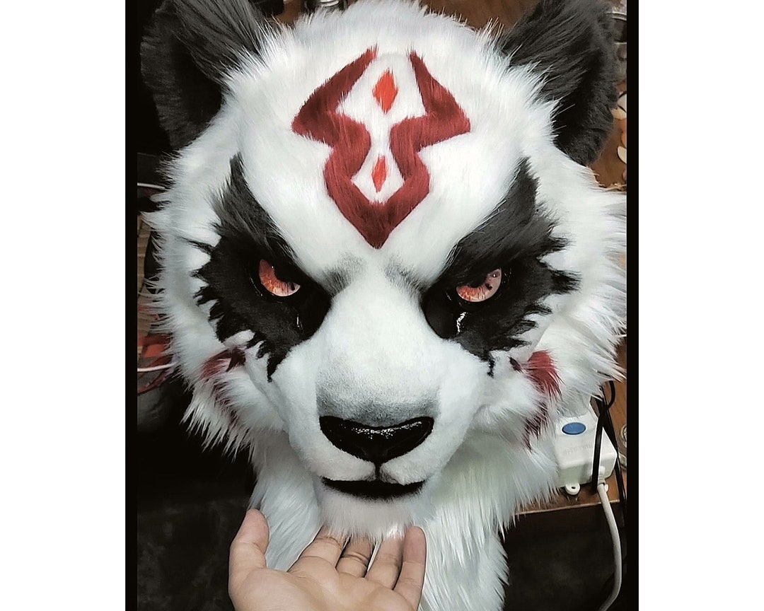 Fursuit Pandaren Realistic Head Furry Panda Man Head Realistic Head ...