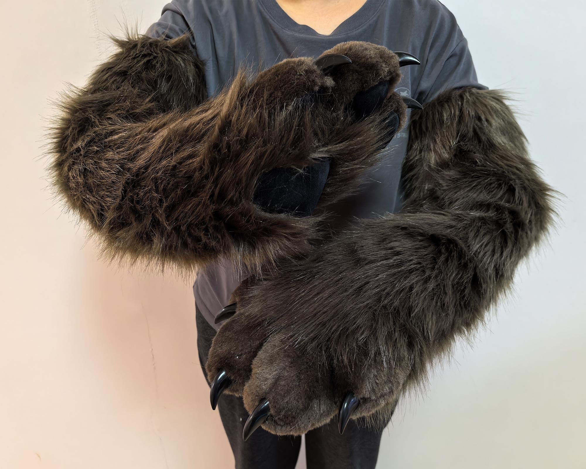 Fursuit Paws: Long Furry Arm Gloves, Animal Cosplay (65cm) - Etsy