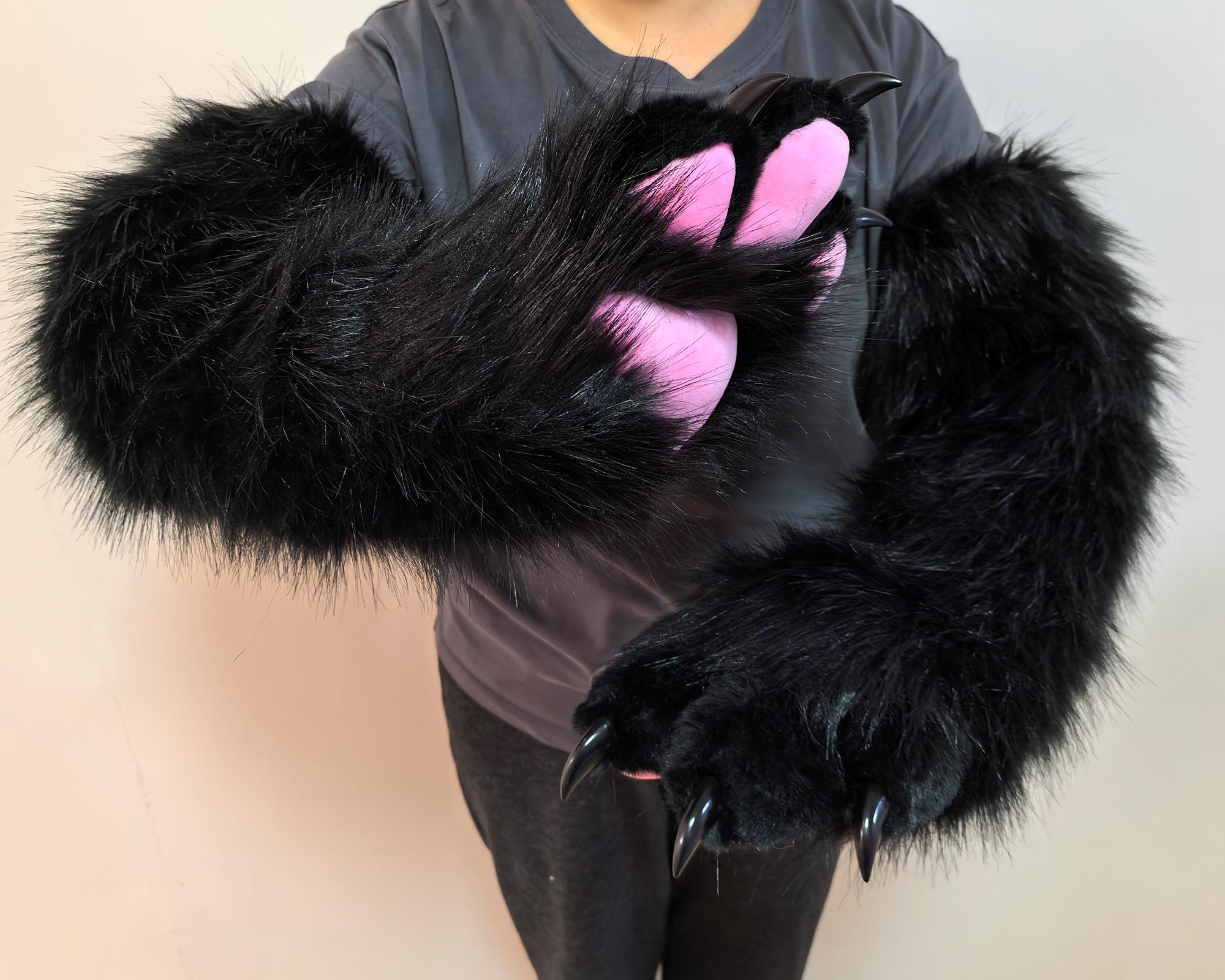 Fursuit Paws: Long Furry Arm Gloves, Animal Cosplay (65cm) - Etsy