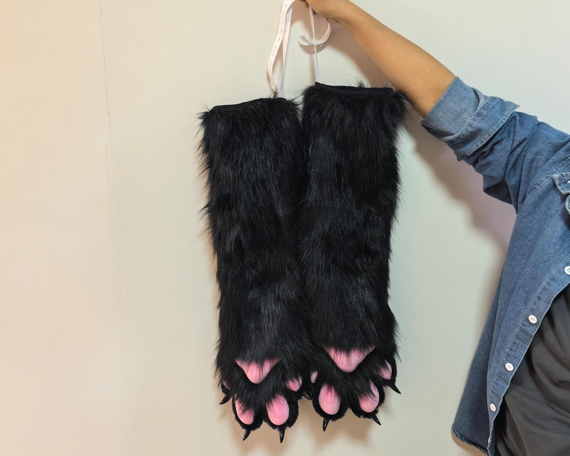 Fursuit Paws: Long Furry Arm Gloves, Animal Cosplay (65cm) - Etsy