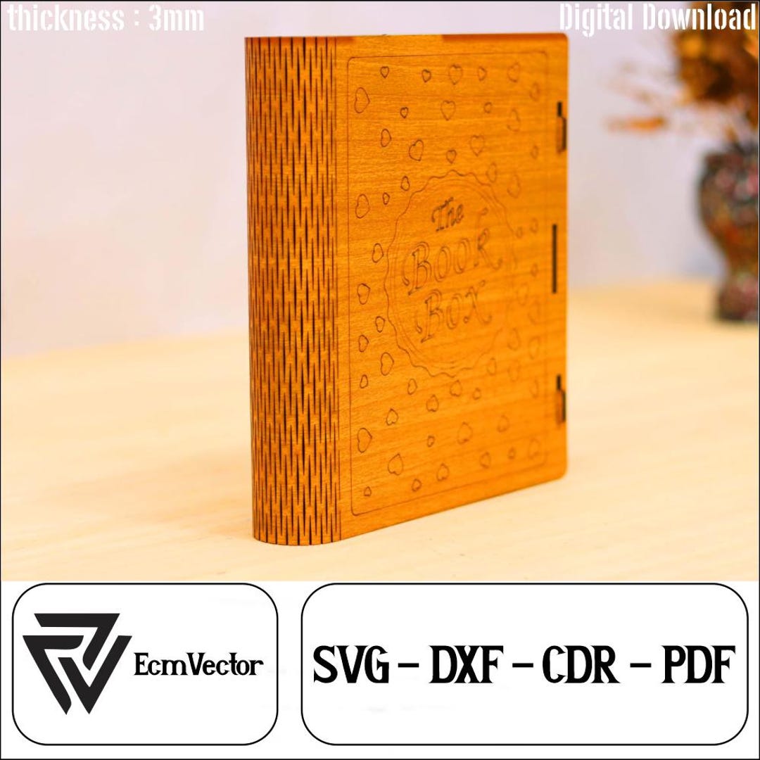 Laser Cut Book Box Cdr, Dxf,svg Files Laser Cutting Files Lazer Box - Etsy