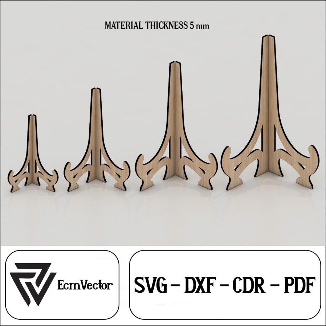 Laser Cut Easel Stand SVG: 5mm Material, Photo & Plate Display (digital ...