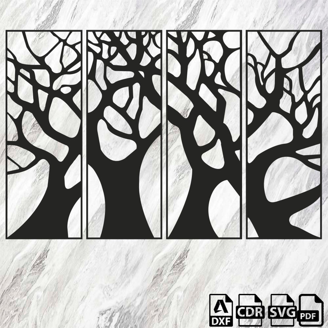 Trees Wall Art Decor Laser Cut Cdr, Dxf,svg ,pdf Laser Cut CNC Router ...