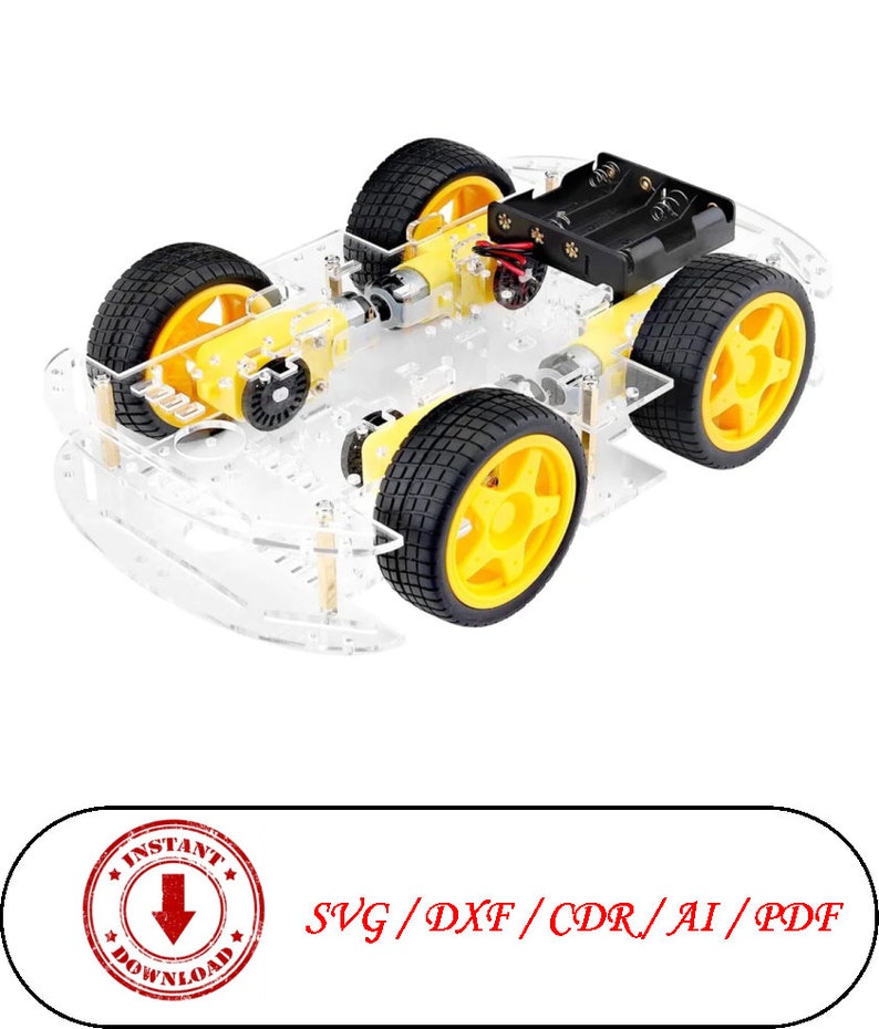 Arduino 4wd Chassis Laser Cut File DXF, CDR ,SVG Vector Plans, Laser ...