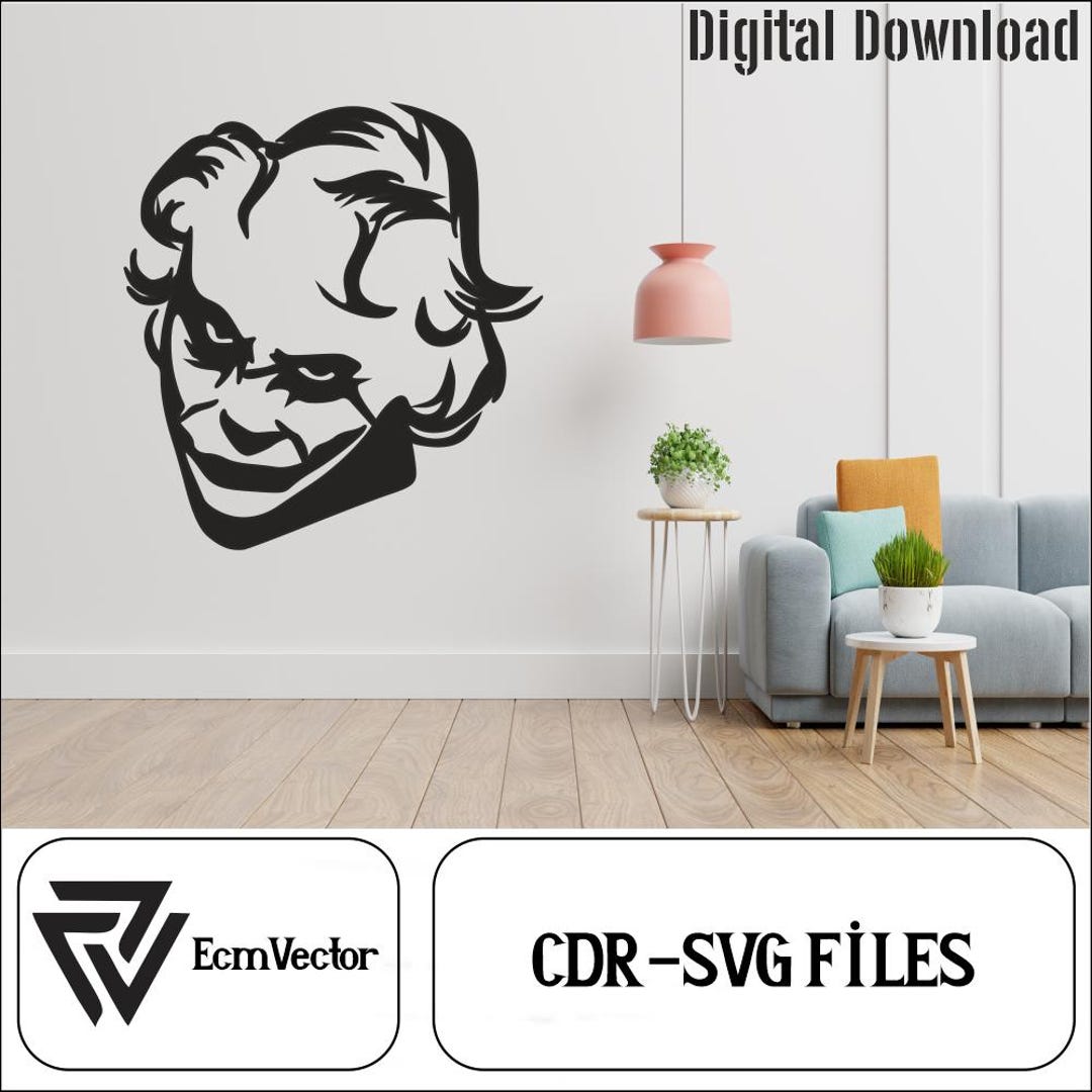 Wall Art Joker CDR,SVG Files for Laser Cutting, Cnc Cutting, Decorative ...