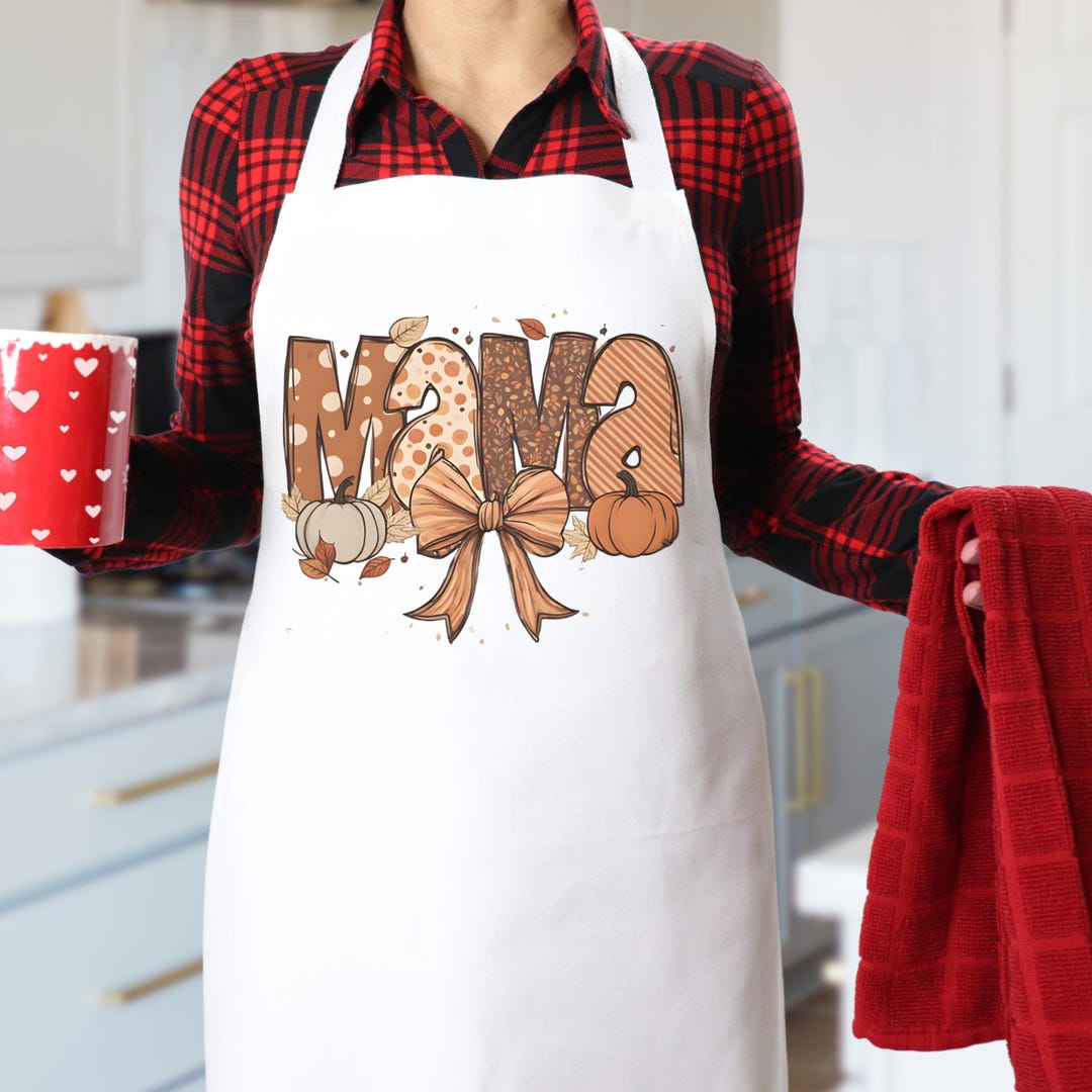 Mama Apron | Fall Kitchen Apron | Leopard Buffalo Plaid | Thanksgiving ...