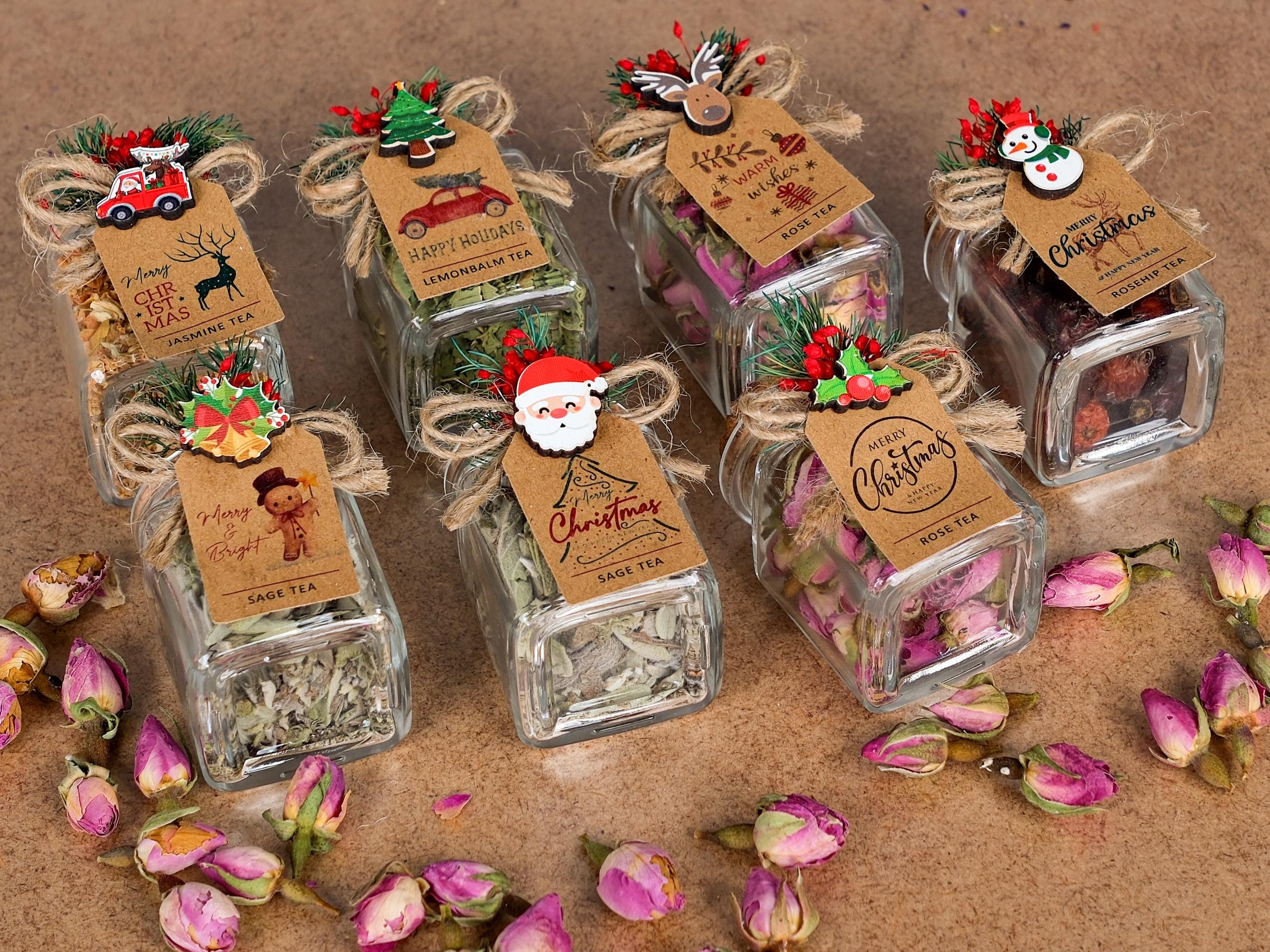 Christmas Gifts, Loose Leaf Tea Jars, Christmas Tea Party Favors, Merry ...