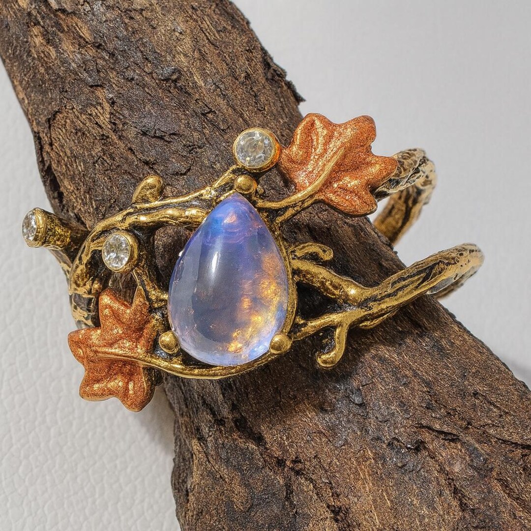 Dark Autumn Tree Branch Ring – Maple Leaf Nature Jewelry With Faux ...