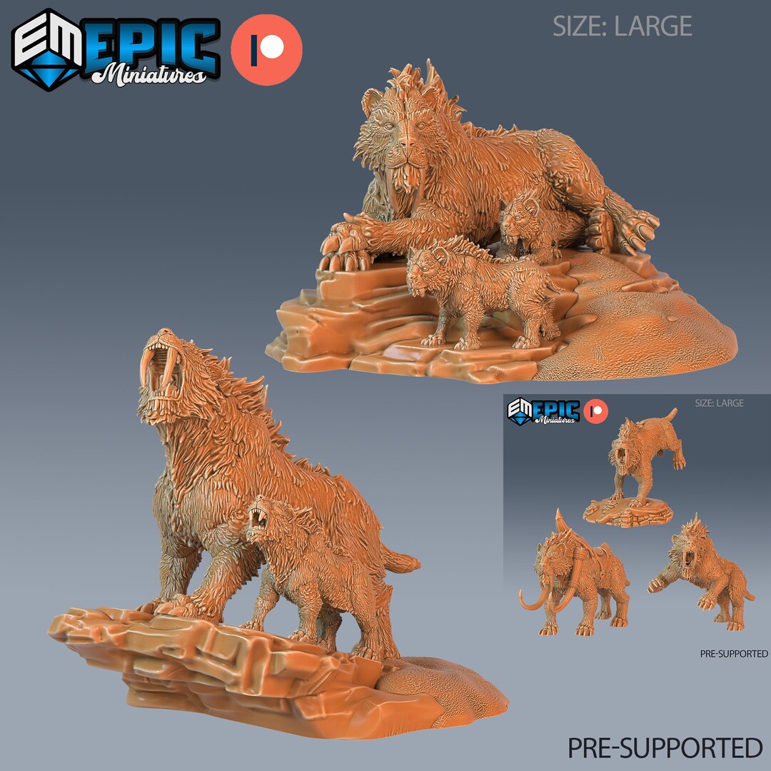 Sabertooth Tiger - Set | #60 - Ancient Cold | Epic Miniatures - Etsy