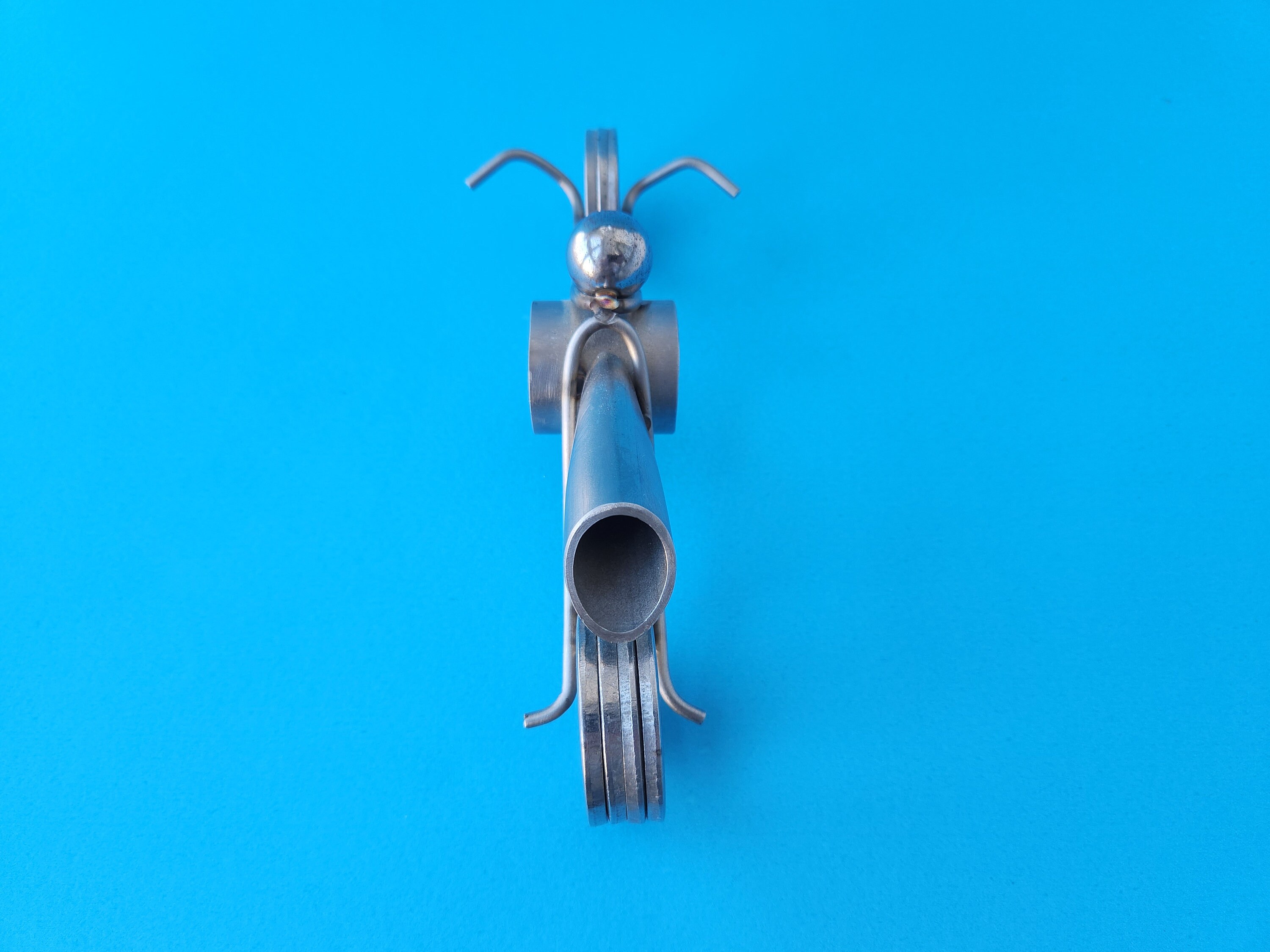 Metal Bike Figure Nuts and Bolts Scrap Metal Art, Bike Pen Holder ...