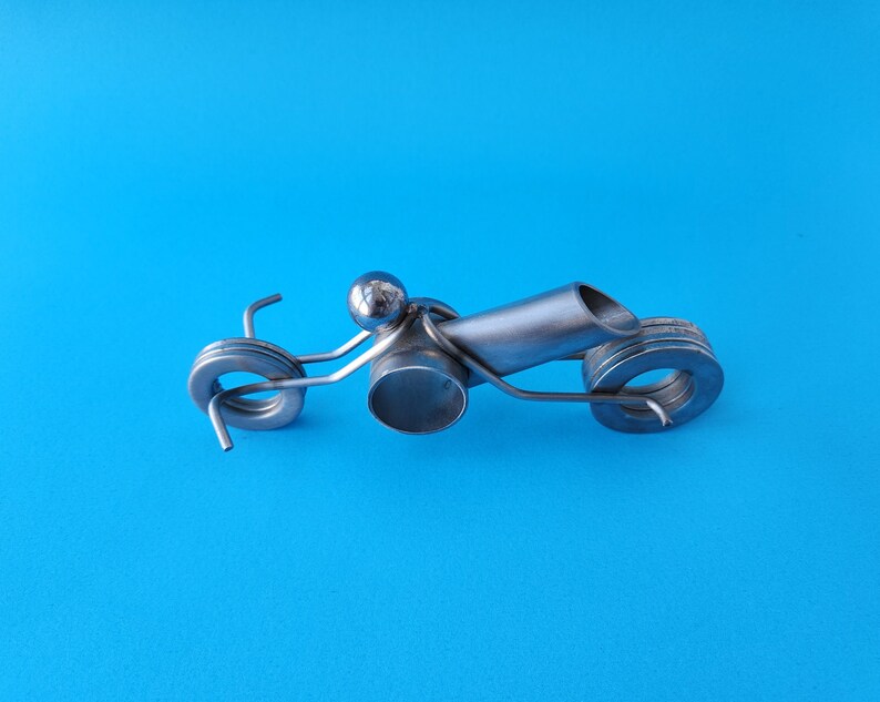 Metal Bike Figure Nuts and Bolts Scrap Metal Art, Bike Pen Holder ...