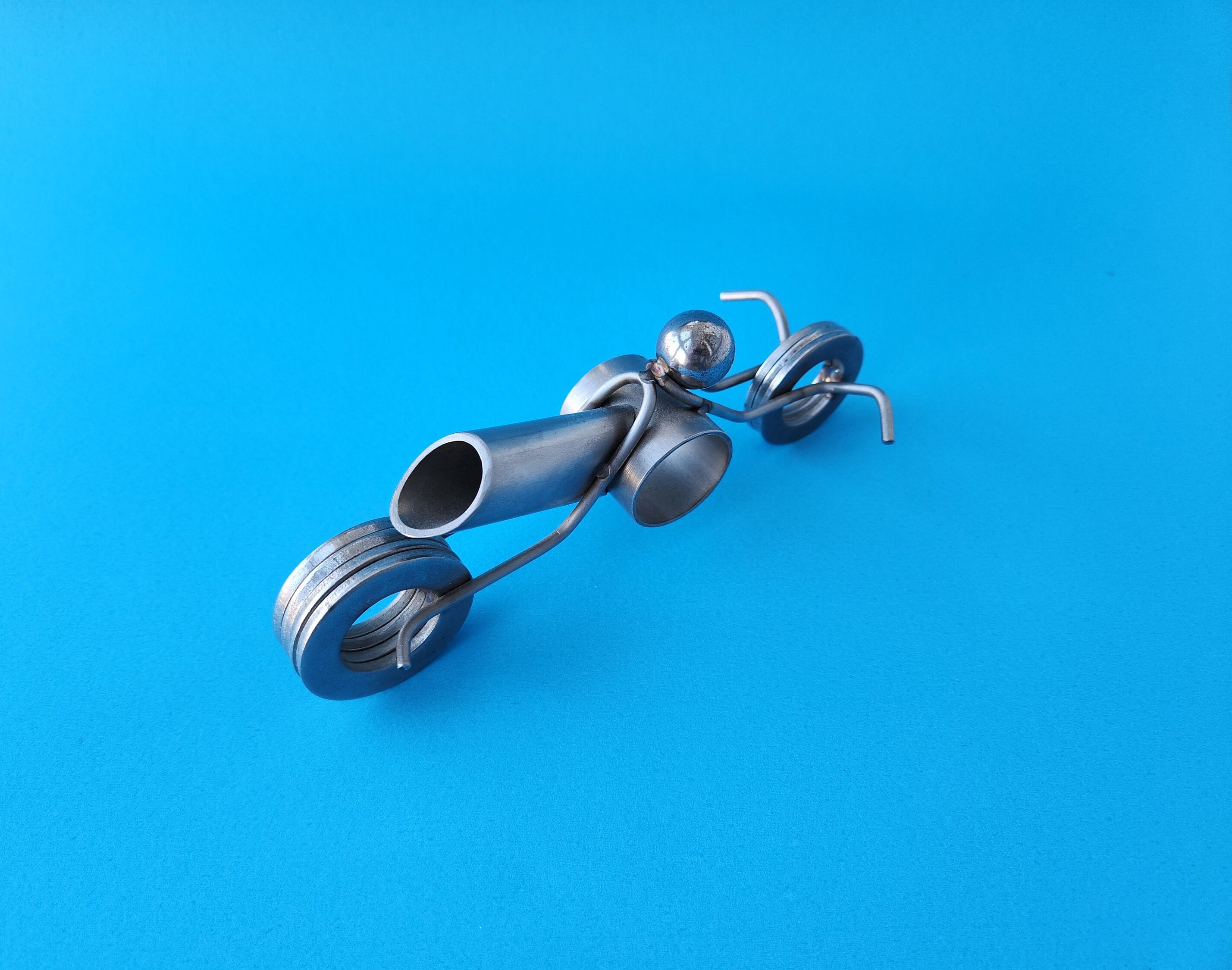 Metal Bike Figure Nuts and Bolts Scrap Metal Art, Bike Pen Holder ...