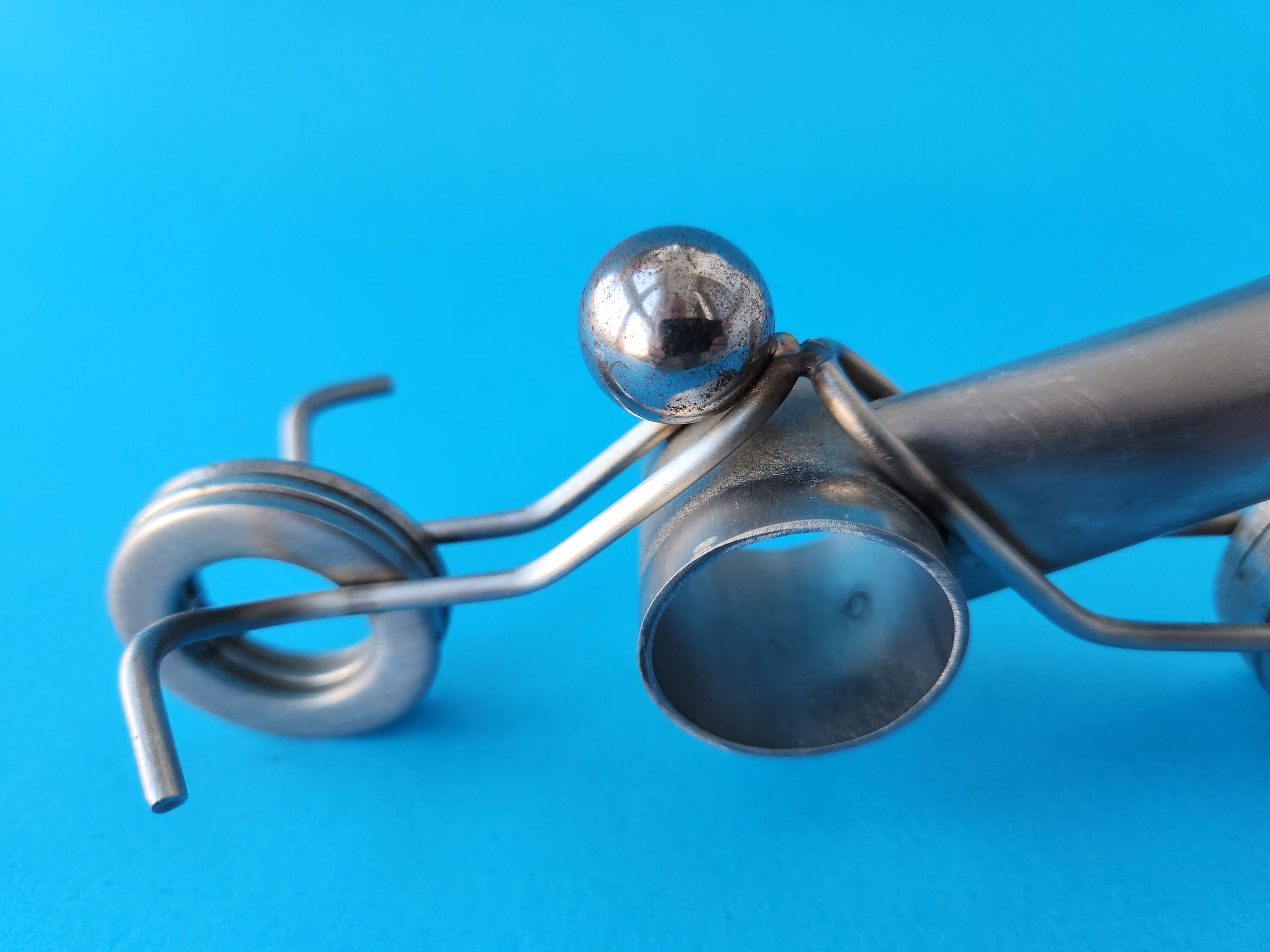 Metal Bike Figure Nuts and Bolts Scrap Metal Art, Bike Pen Holder ...