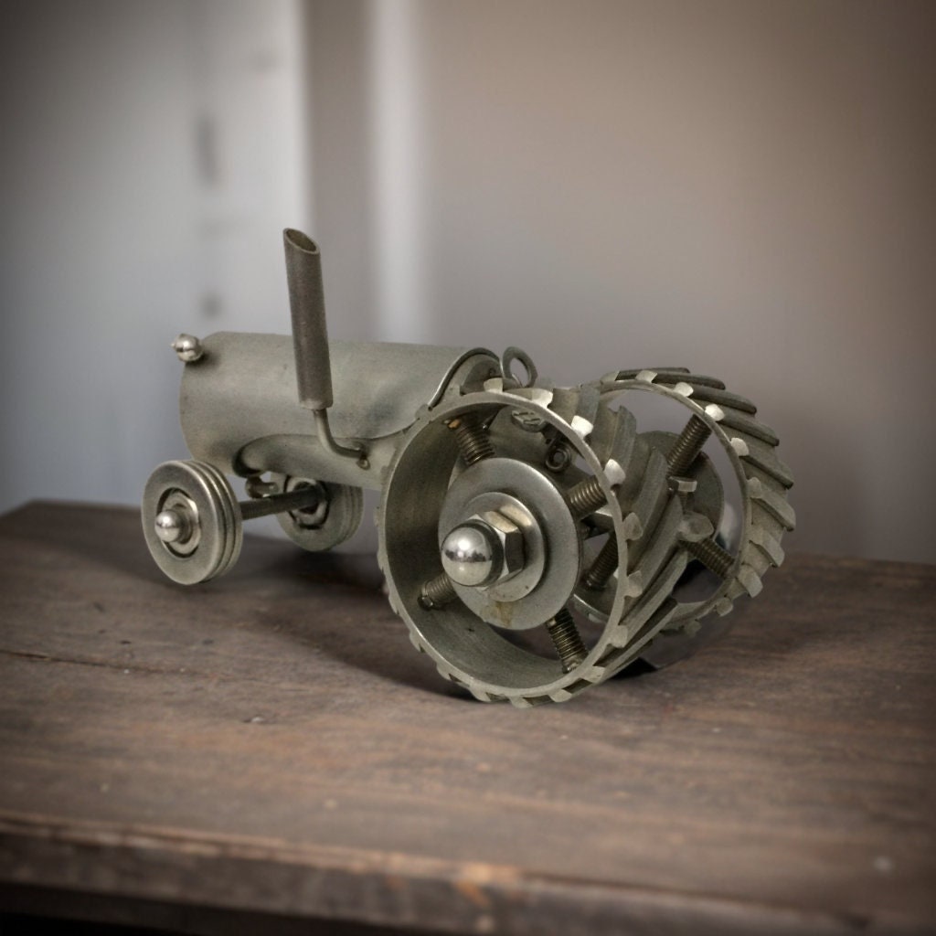Tractor Scrap Metal Art Sculpture/ Vintage Tractor/ Metal Toy Tractor ...