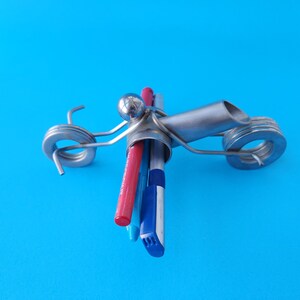 Metal Bike Figure Nuts and Bolts Scrap Metal Art, Bike Pen Holder ...