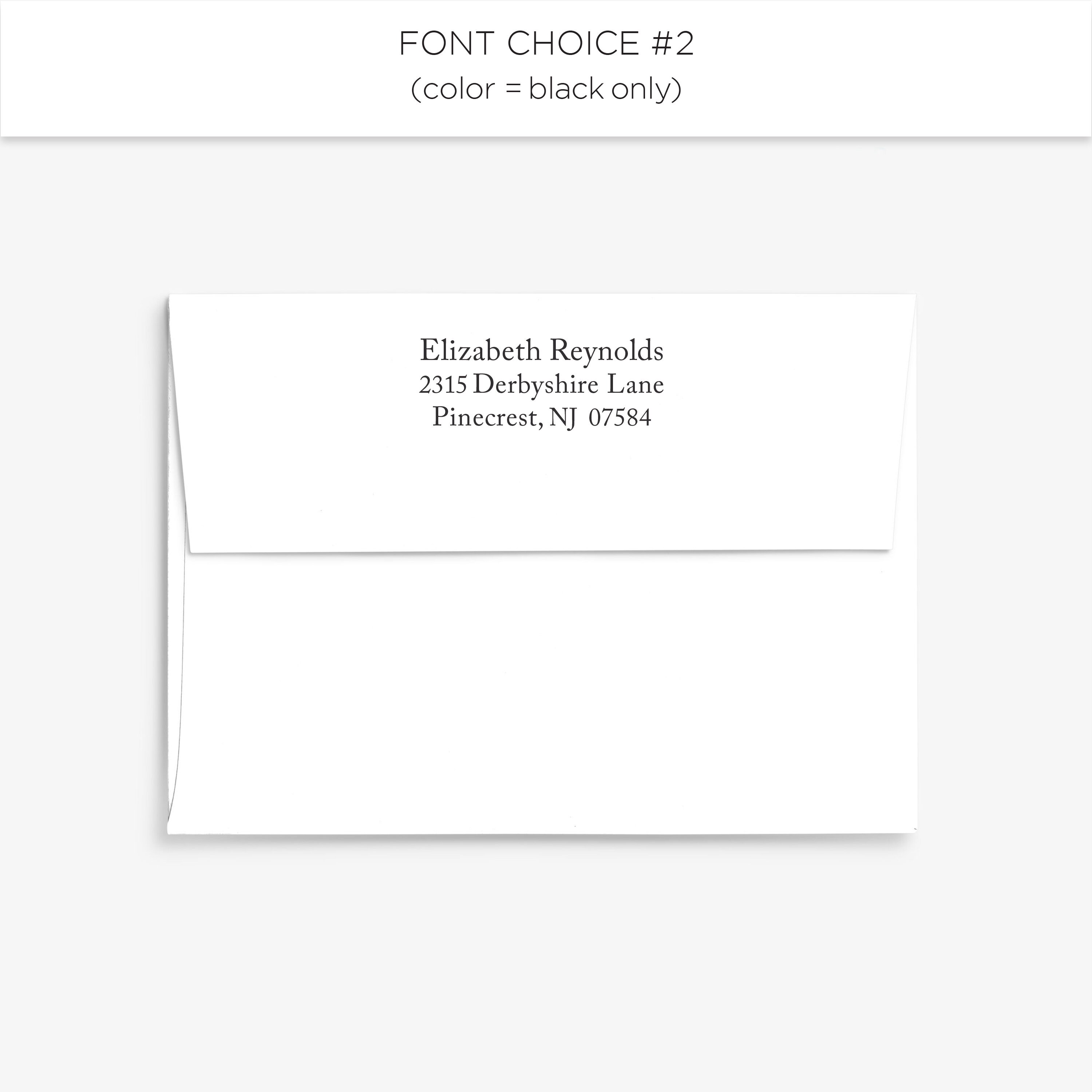 Return Address Printed on Envelopes for Note Cards or Invitations ...