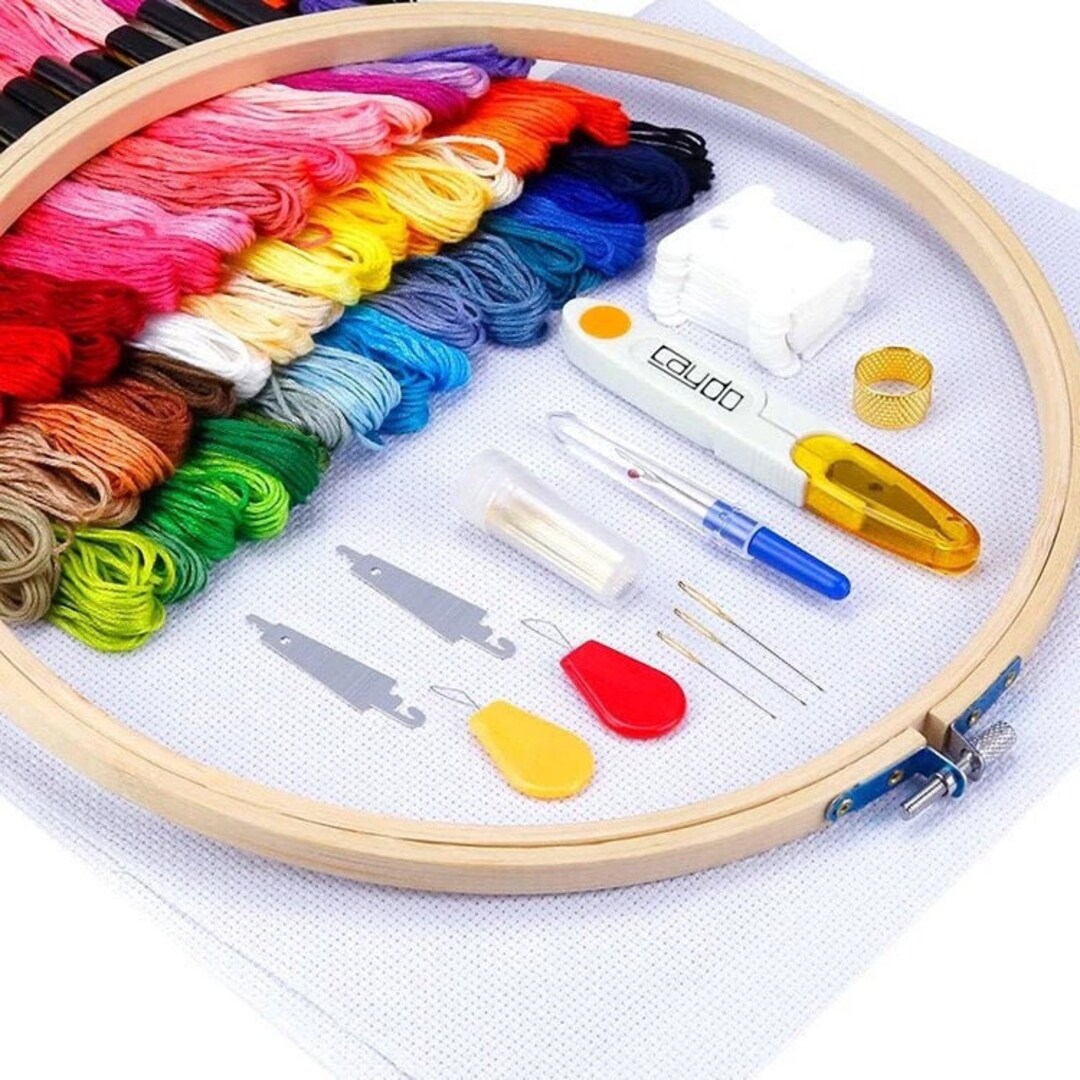 Hand Cross Stitch Kit for Beginners 50 Color Embroidery Floss Thread ...
