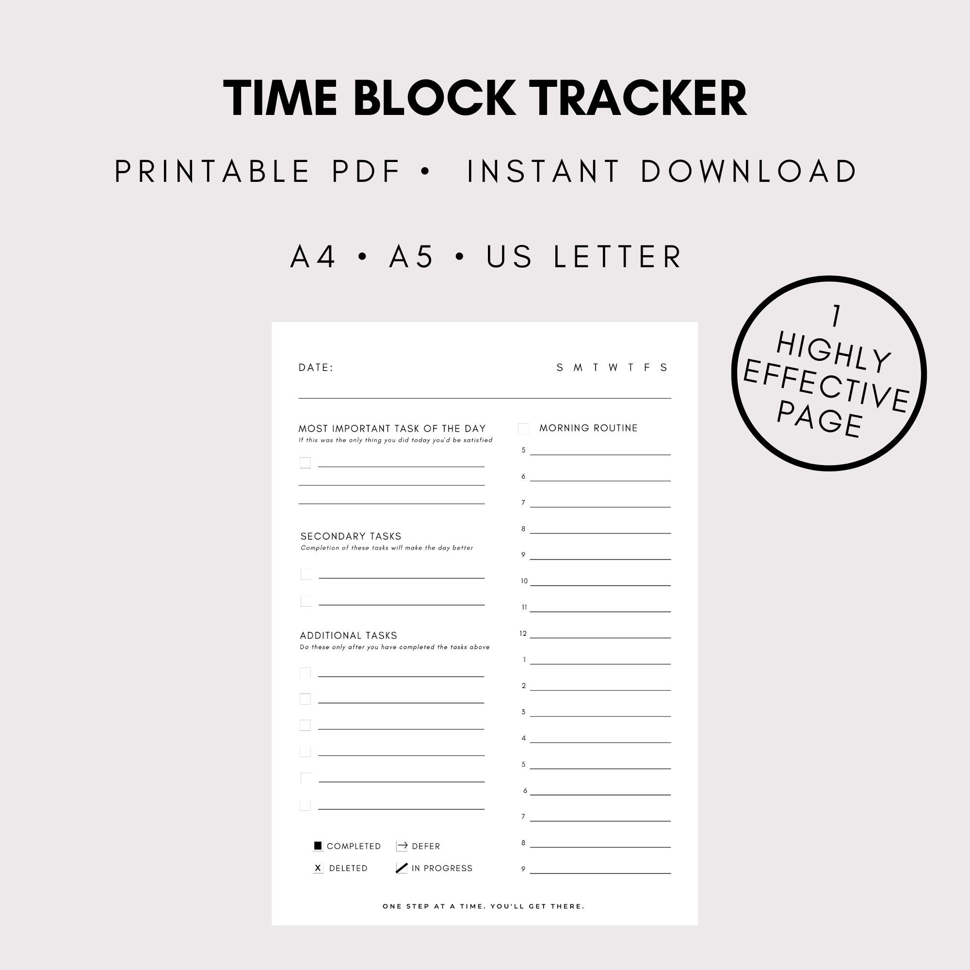 Time Block Daily Task Tracker | to Do List Template | Productivity ...