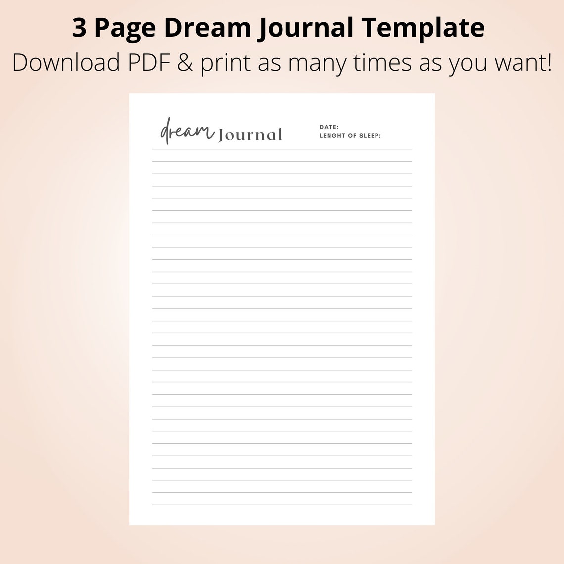 Dream Journal Printable PDF Dream Tracker Dream Diary - Etsy